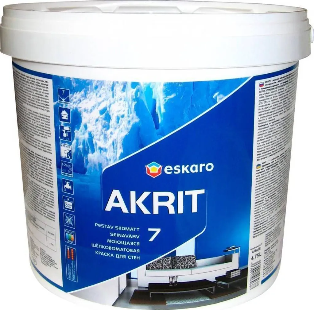 SEINAVÄRV ESKARO AKRIT 7 4,75L VALGE SIIDMATT - Bauhof